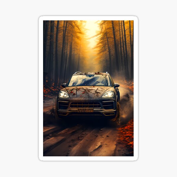 "Porsche Cayenne Turbo Mud Splattered Off-Road Adventure" Sticker for ...