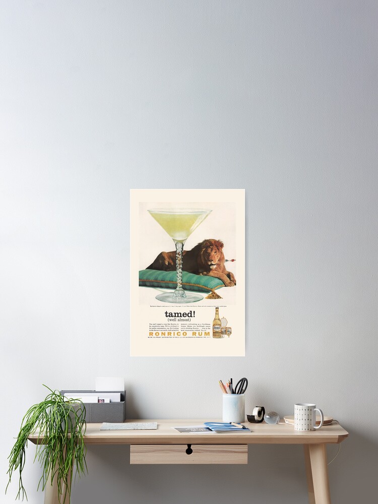 "Vintage Rum ad, Retro Cocktail Ad, Vintage Lion " Poster for Sale by ...