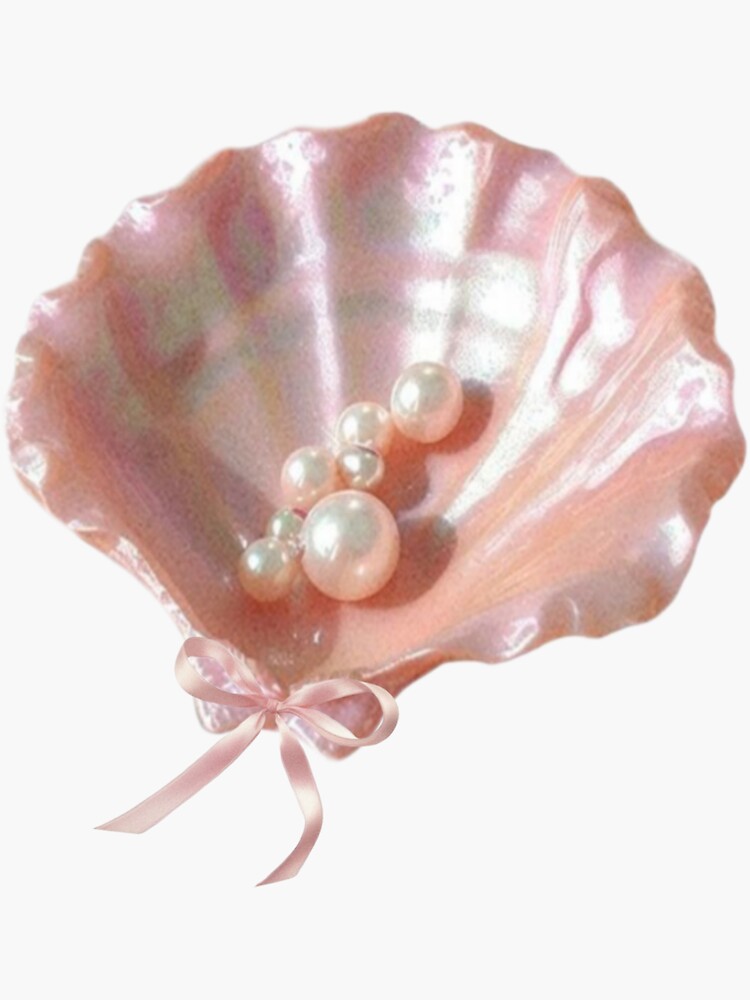 "Coquette Shell with pearls and bow" Sticker for Sale by Pixiedrop ...