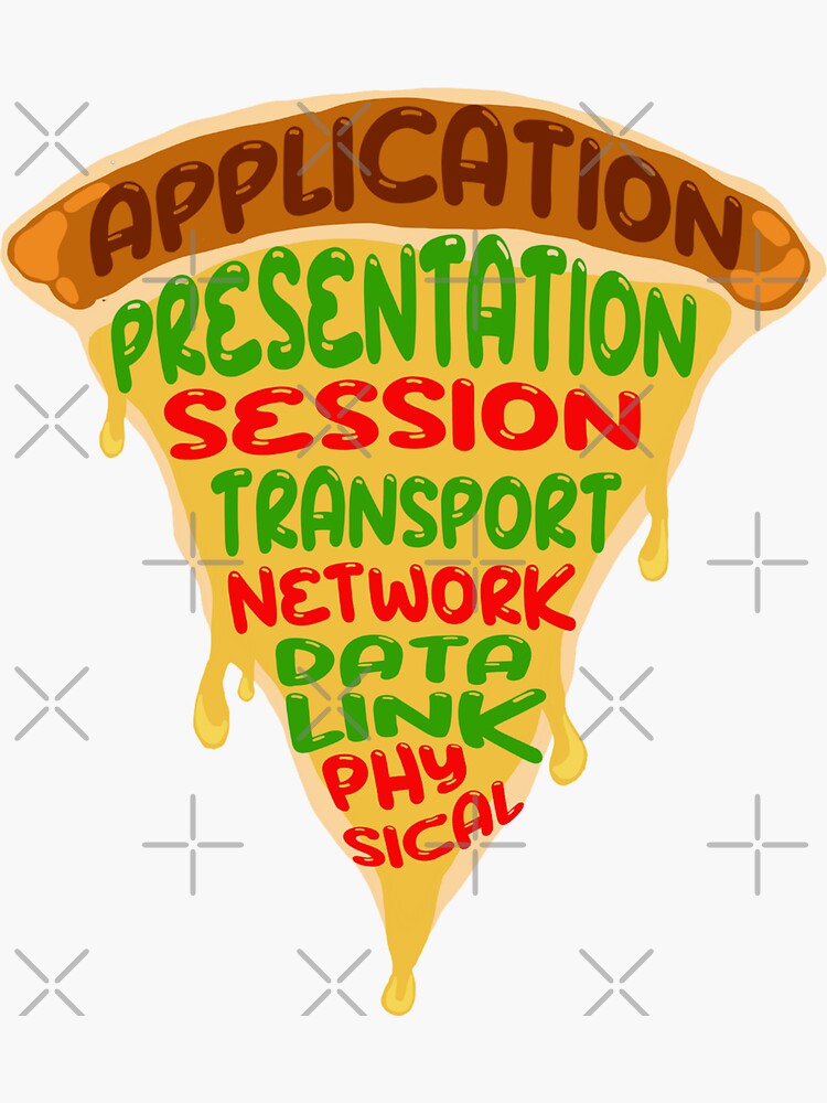 "OSI Model Pizza Colored" Sticker for Sale by eastcharmer | Redbubble