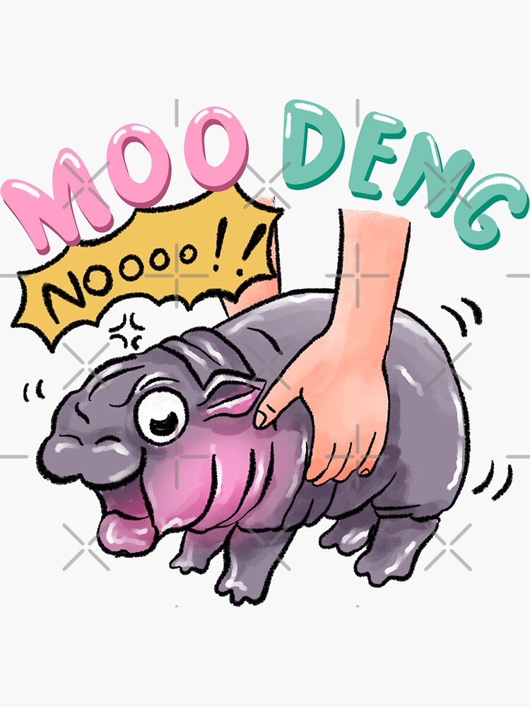 "Cute Baby Pygmy Hippo MooDeng Bouncy Pig" Sticker for Sale by Tee-Rex ...