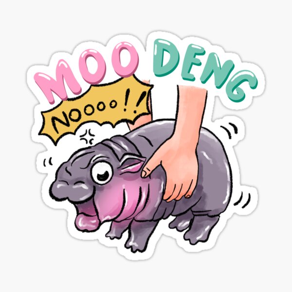 "Cute Baby Pygmy Hippo MooDeng Bouncy Pig" Sticker for Sale by Tee-Rex ...