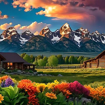 "Teton Mountain Ranch" Sticker for Sale by SublimeMusings | Redbubble