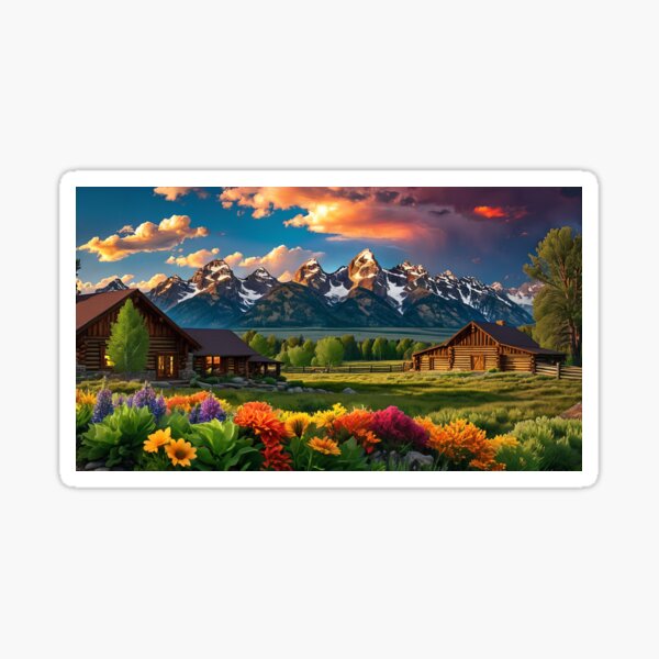 "Teton Mountain Ranch" Sticker for Sale by SublimeMusings | Redbubble