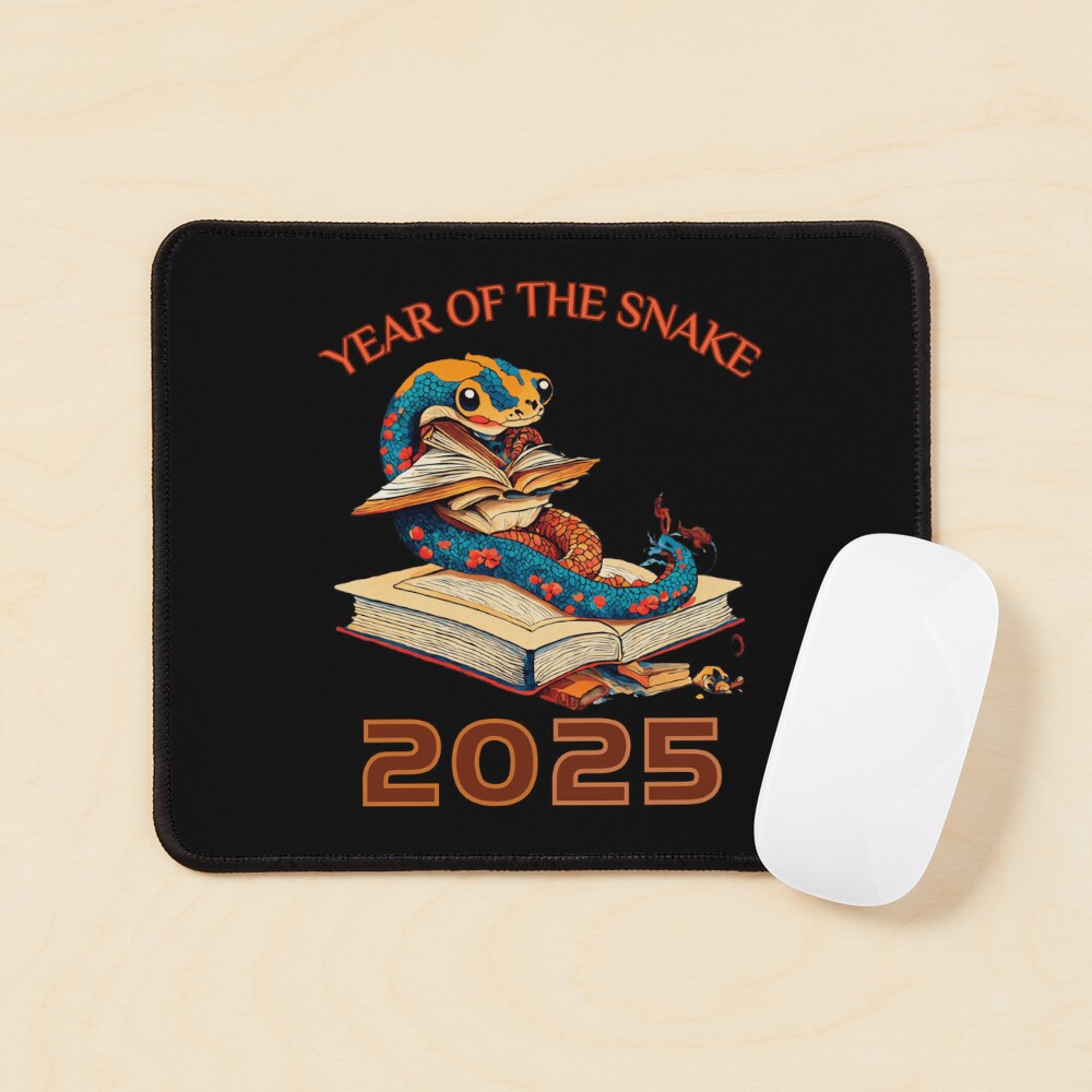 "Colorful vintage Snake reading a book 2-Year of the Snake 2025 ...