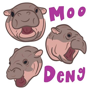 "Moo Deng The Pygmy Hippo Collage with Name" Sticker for Sale by ...