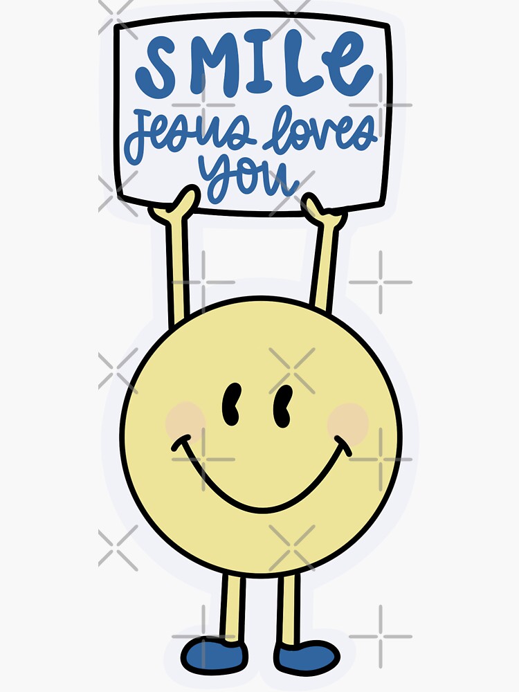 "Jesus Loves you Smiley Face" Sticker for Sale by Lauren Gross | Redbubble