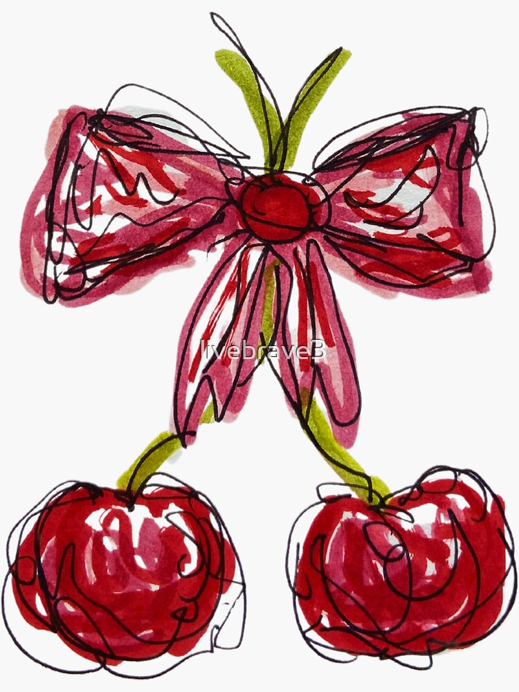 "Cherries & Ribbon " Sticker for Sale by livebrave3 | Redbubble