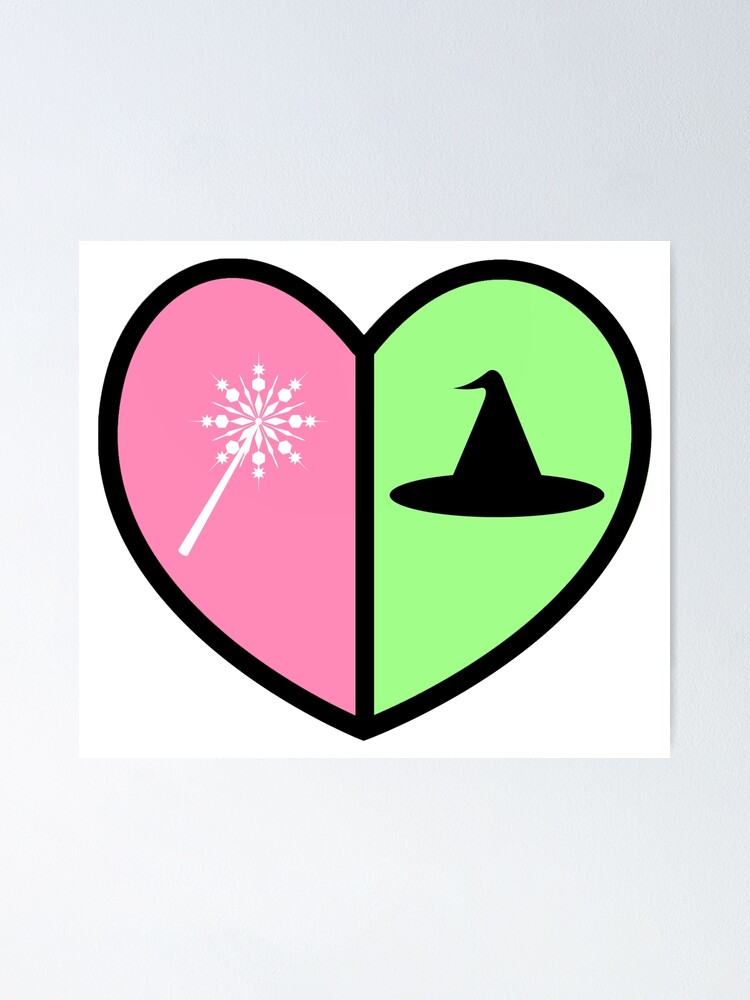 "Wicked The Musical Heart Elphaba Glinda Symbols" Poster for Sale by ...