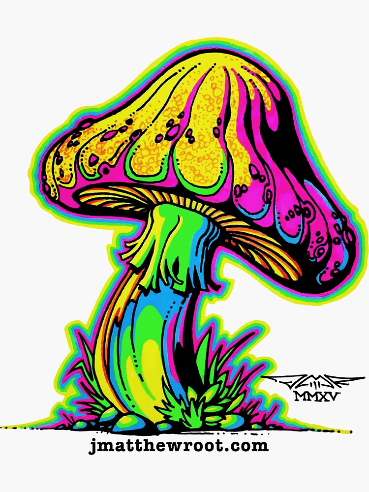 "J Matthew Root - Black Light Shroom with Dark Signature" Sticker for ...