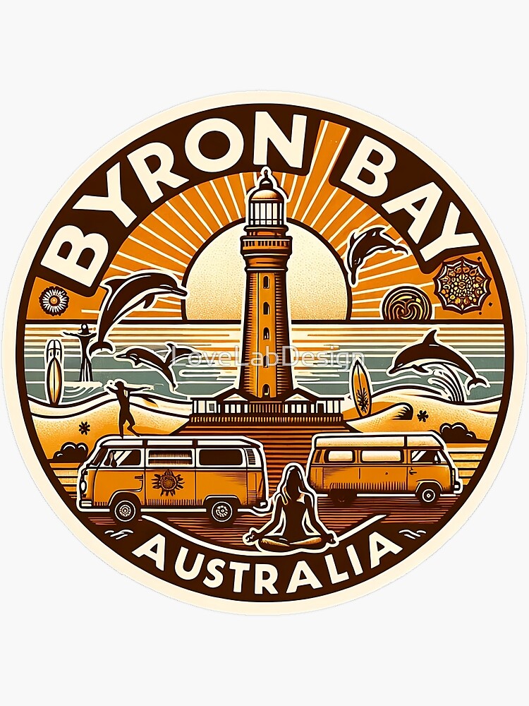 "Byron Bay Australia" Sticker for Sale by LoveLabDesign | Redbubble