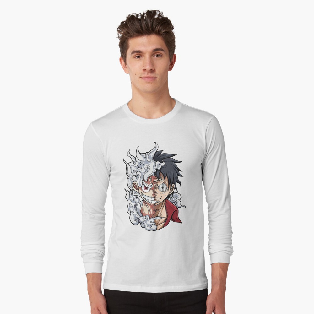 "Anime Luffy Split Face Design | Gear 5 vs. Original Form" Sticker for ...