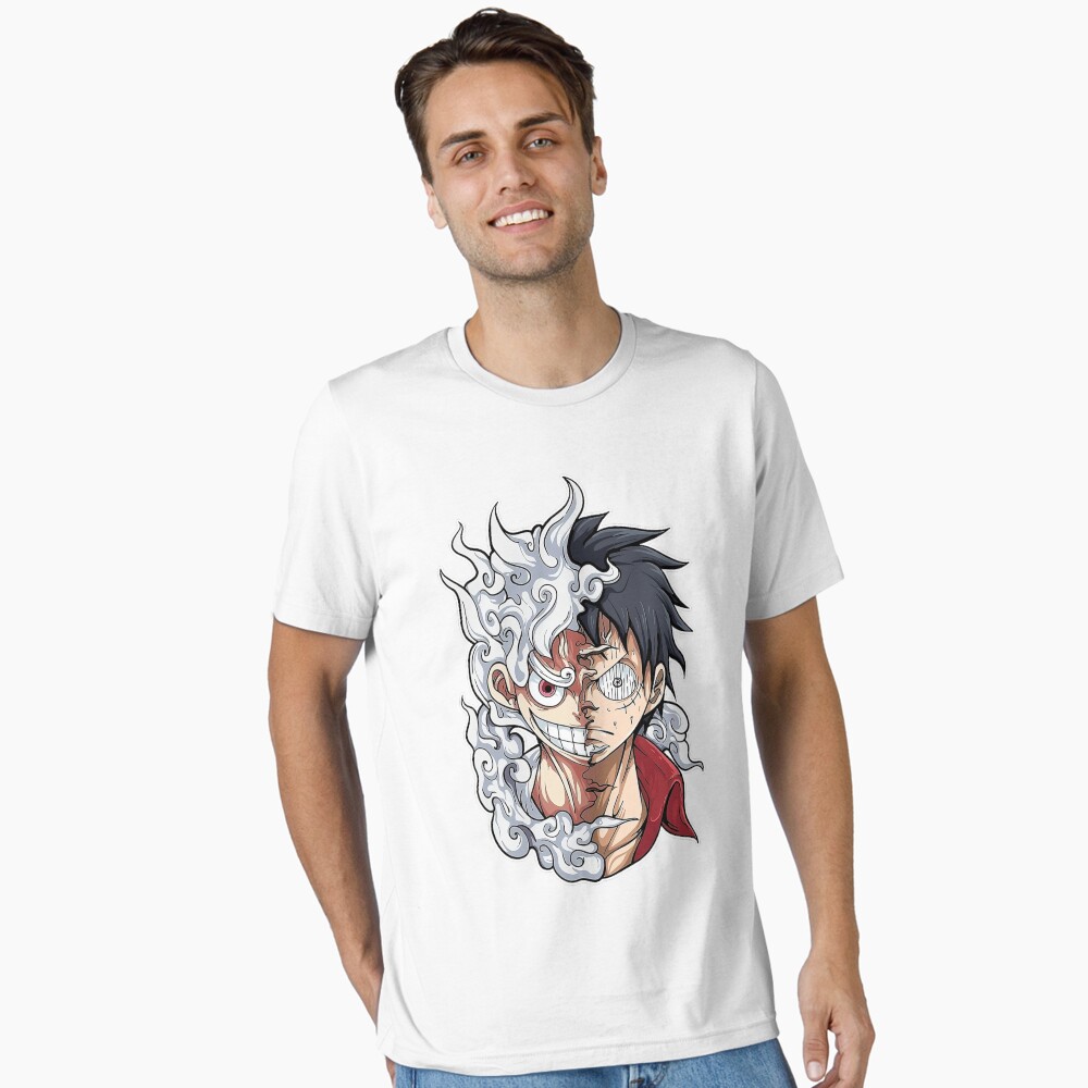 "Anime Luffy Split Face Design | Gear 5 vs. Original Form" Sticker for ...