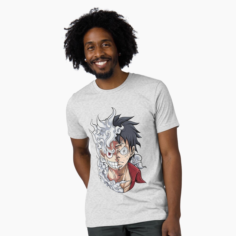 "Anime Luffy Split Face Design | Gear 5 vs. Original Form" Sticker for ...