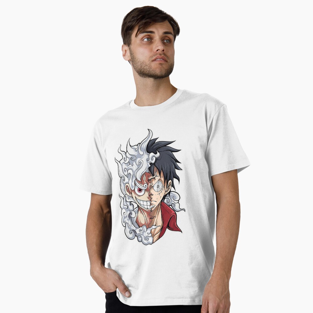 "Anime Luffy Split Face Design | Gear 5 vs. Original Form" Sticker for ...