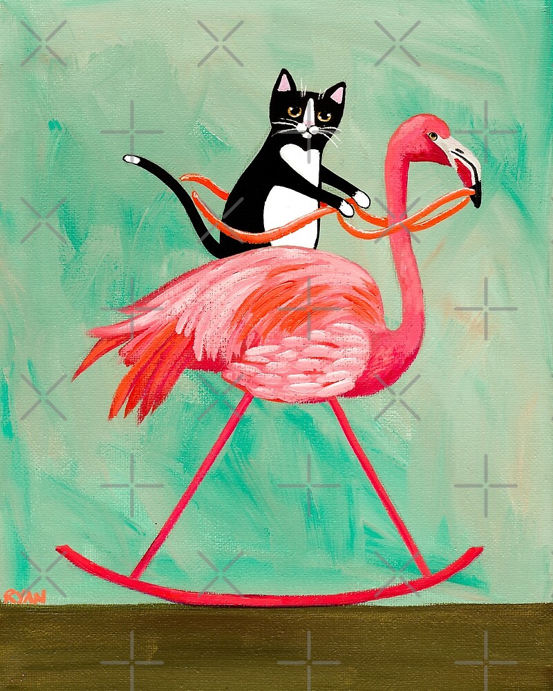 "Cat on a Rocking Flamingo" by kilkennycat | Redbubble