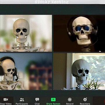 "Spooky Halloween Skeleton Zoom Meeting" Sticker for Sale by ...