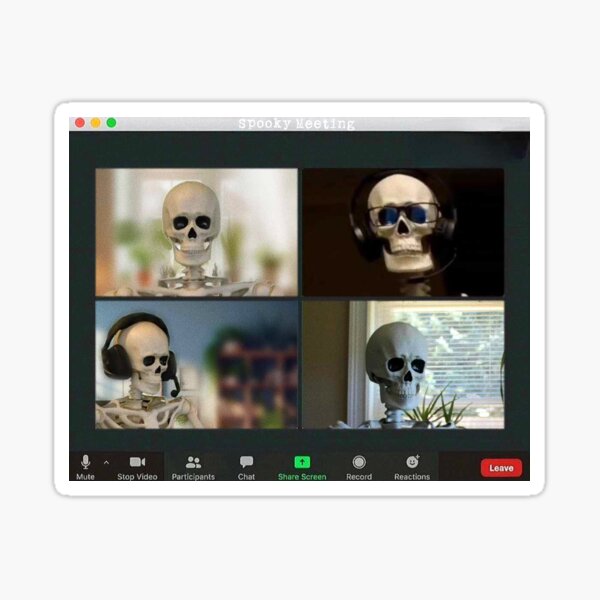 "Spooky Halloween Skeleton Zoom Meeting" Sticker for Sale by ...