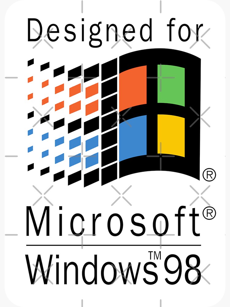 "Designed for Microsoft Windows 98 Logo" Sticker for Sale by Pus Fan ...