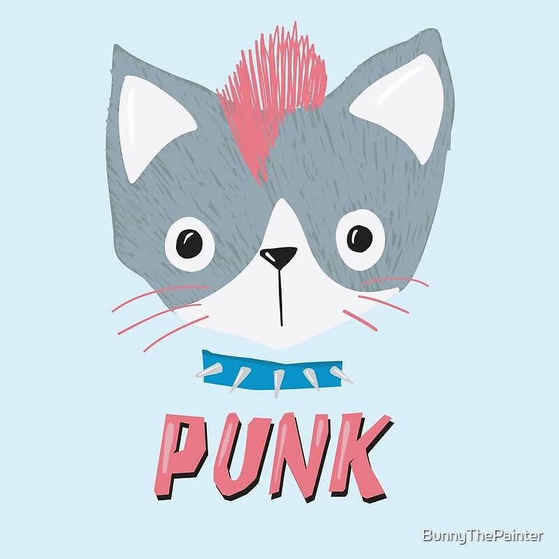 "Punk Rock Kitten" by BunnyThePainter | Redbubble