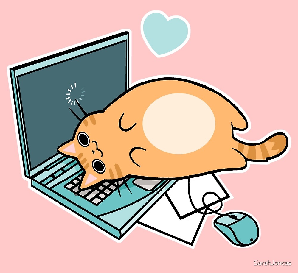 "Cute Laptop Cat" by SarahJoncas | Redbubble