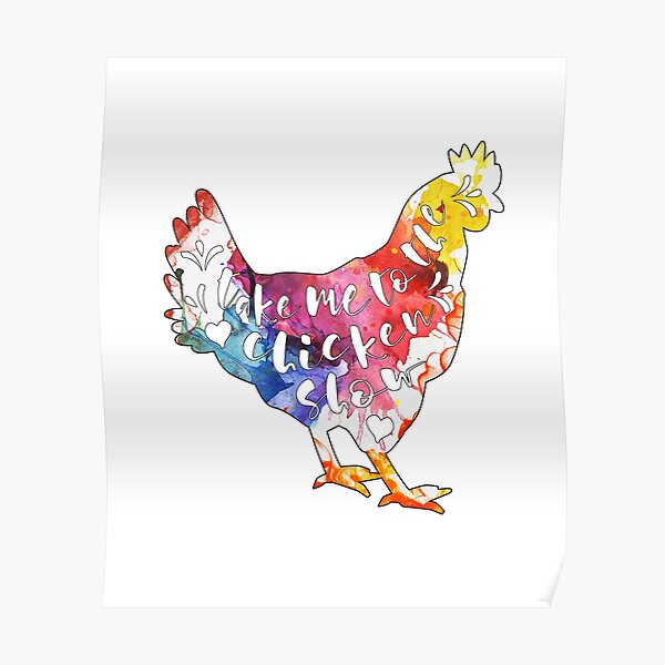 "Chicken Watercolor, Typography Art Illustration. Funny Saying. / Huhn ...