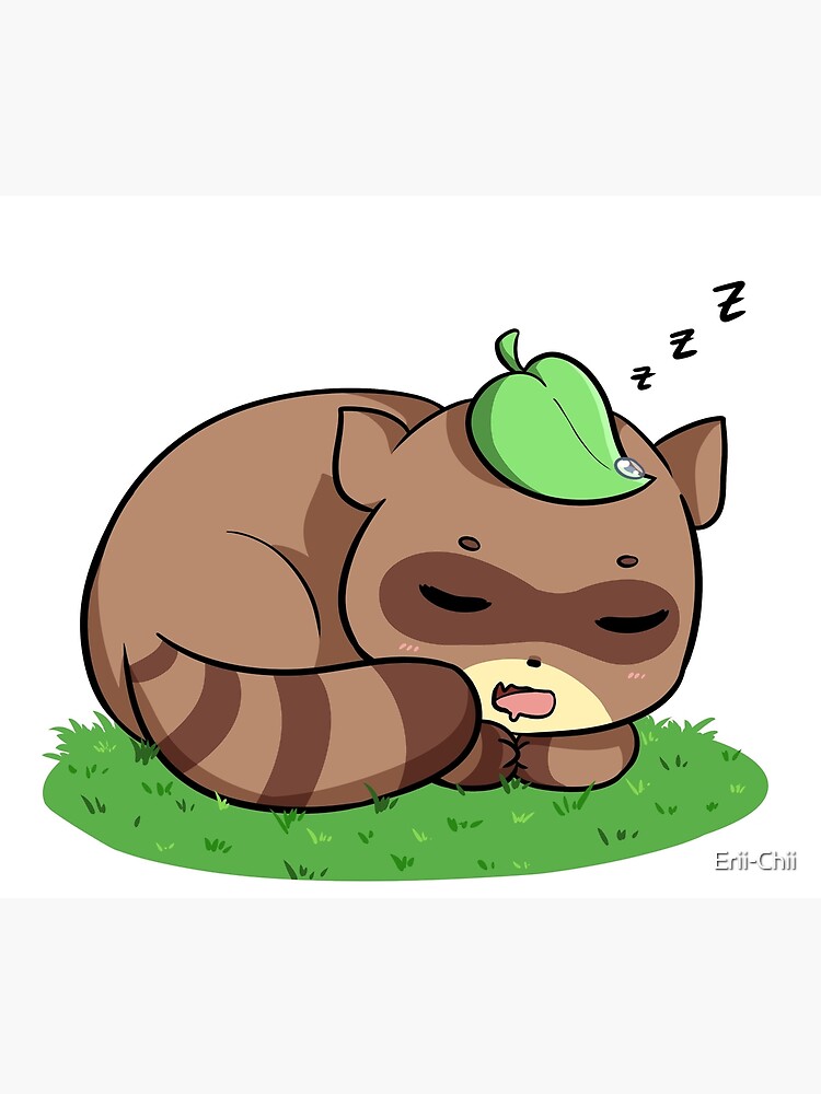 "Sleepy Tanuki" Poster by Erii-Chii | Redbubble
