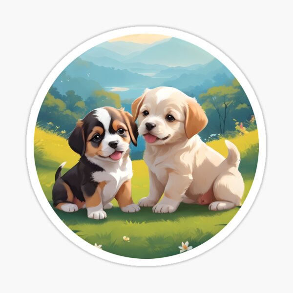 "cute puppies " Sticker for Sale by MOFIGHTER | Redbubble