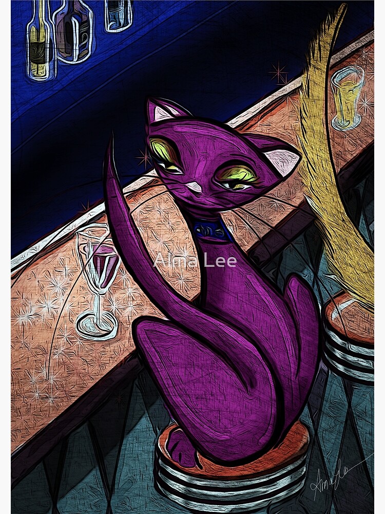 "Kitty Cocktails: Mid Century Modern Cat Bar by Alma Lee" Poster by ...