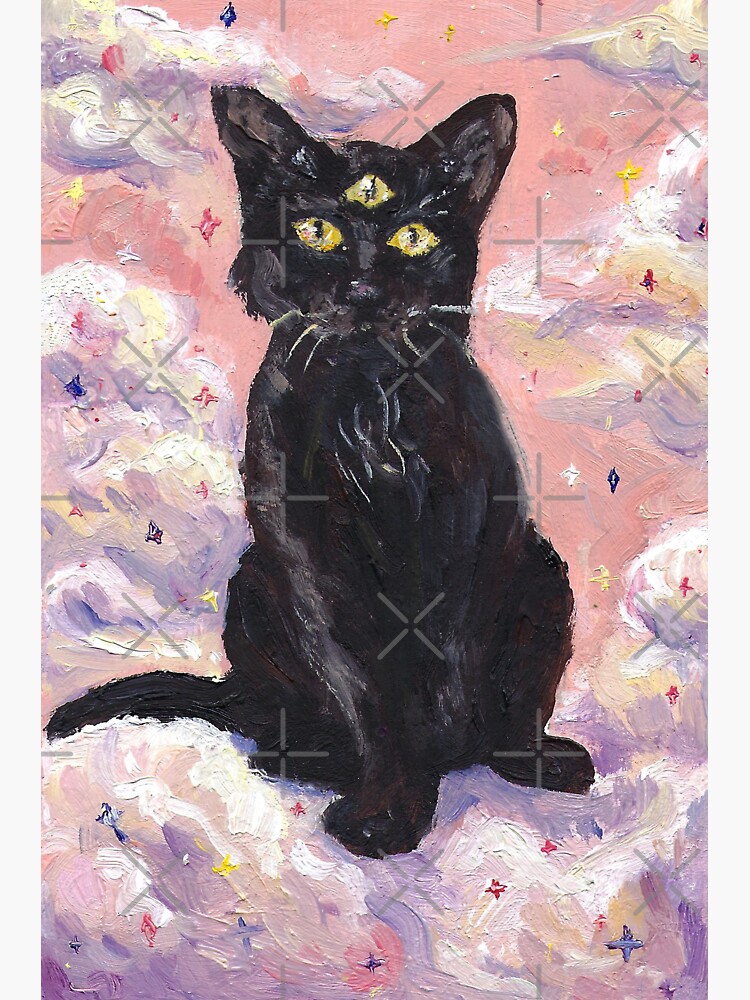 "My Familiar | Magical Black Cat Oil Painting" Sticker for Sale by ...