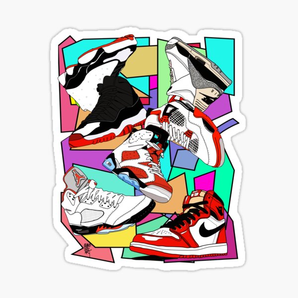 "Air Jordan Retro Sneakers" Sticker for Sale by Cloudcityart | Redbubble