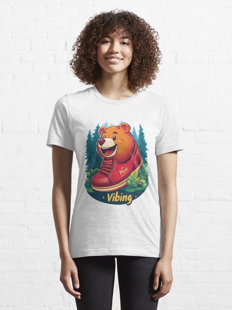 "Vibing Bear Popping Out of Shoe – Fun and Whimsical Design" Essential ...