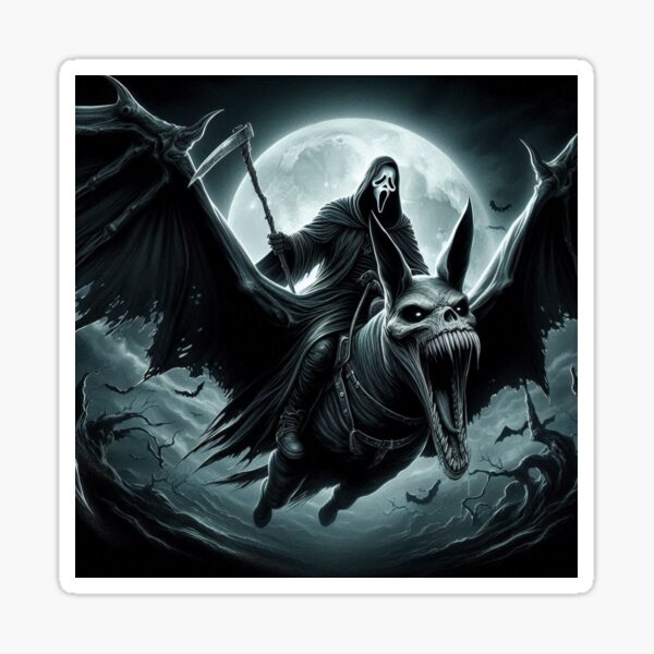 "Ghostface Riding a Bat" Sticker for Sale by ZombieCrew | Redbubble