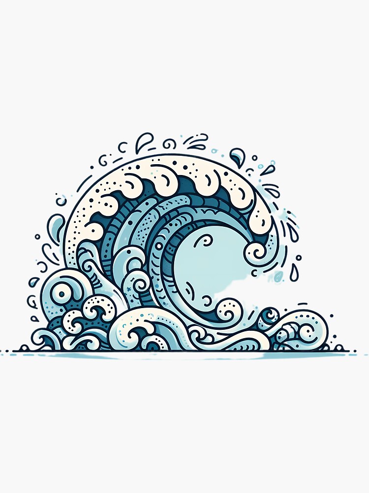"Playful Wave Doodle" Sticker for Sale by John Rey Calesa | Redbubble