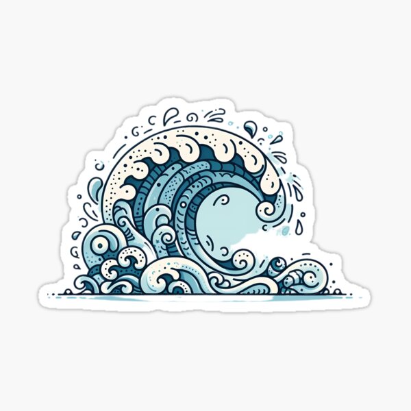 "Playful Wave Doodle" Sticker for Sale by John Rey Calesa | Redbubble