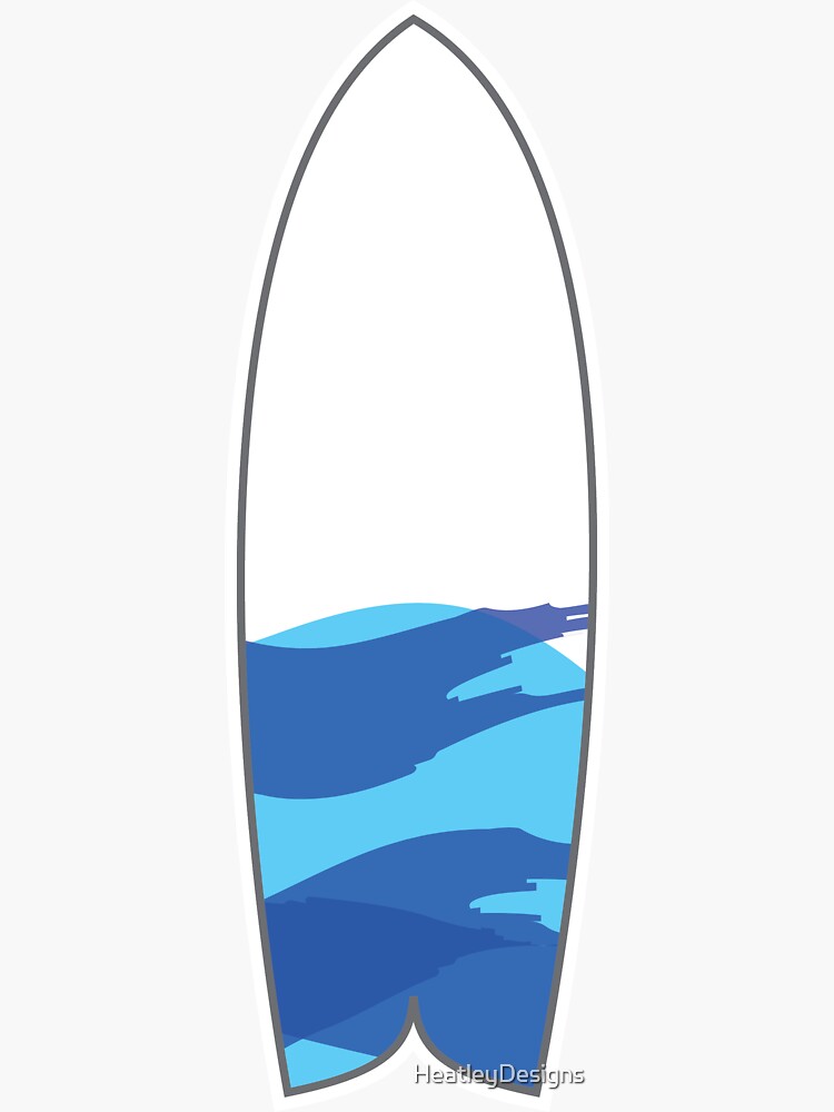 "Blue Twin Fin" Sticker for Sale by HeatleyDesigns | Redbubble