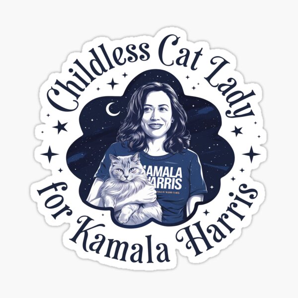 "Geometric Design for Kamala Harris: Childless Cat Lady" Sticker for ...
