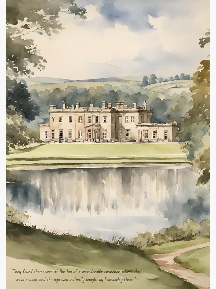 "Pride and Prejudice Pemberley Watercolour Landscape" Sticker for Sale ...