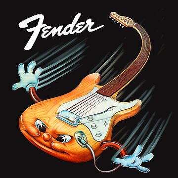 "Vintage flying fender Stratocaster electric guitar cartoon" Essential ...