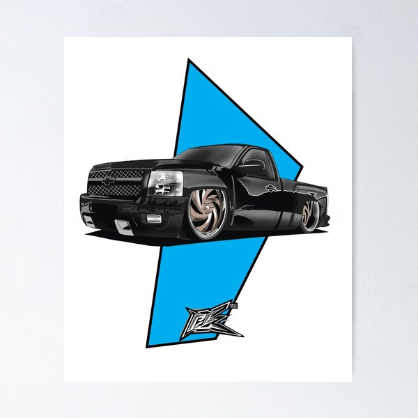 "chevy silverado slammed black " Poster for Sale by NaquashM | Redbubble
