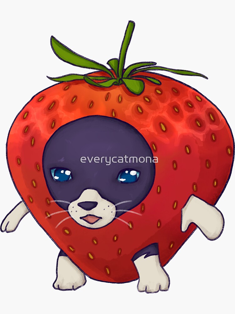 "Morgana Persona 5 crying cat meme strawberry" Sticker by everycatmona ...