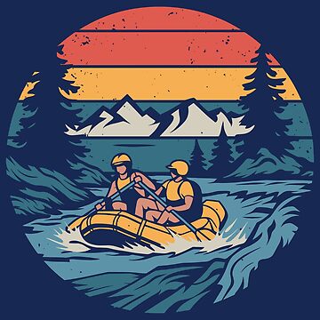 "Whitewater Rafting Vintage Sunset" Sticker for Sale by DamnGoodDesign ...