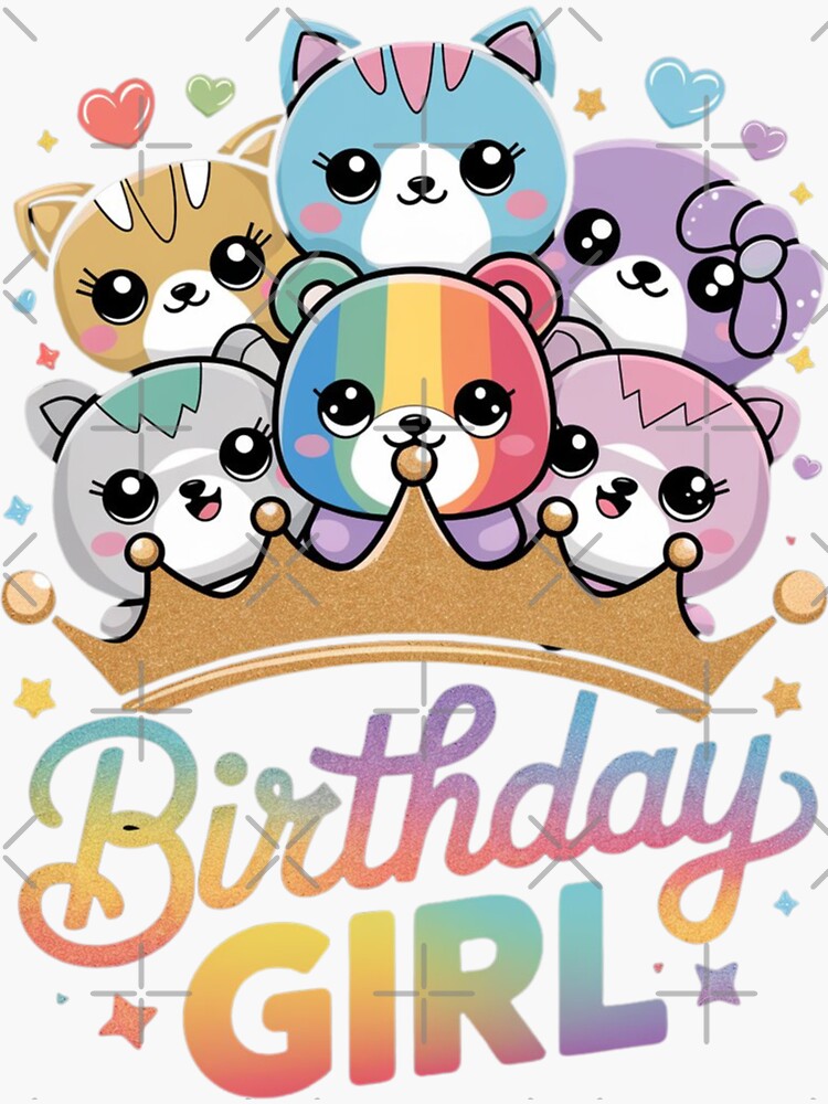 "Happy Birthday Girl Squish Squad Mallow Girls Birthday Girl" Sticker ...