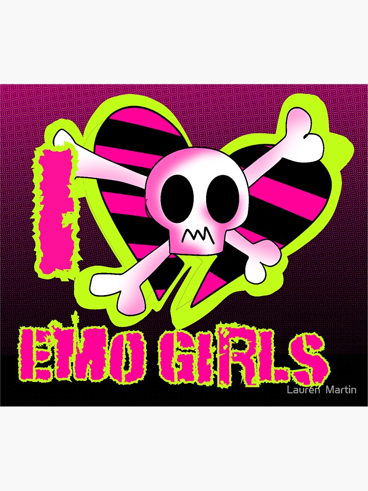 "I Love Emo Girls Sticker" Sticker for Sale by paniclauren | Redbubble