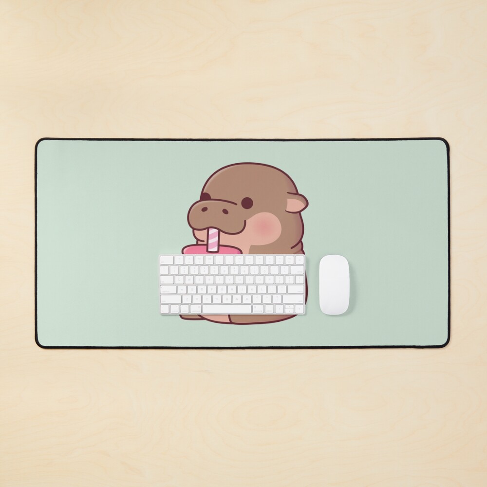 "Cute Baby Hippo Drinking Boba Tea" Sticker for Sale by rustydoodle ...