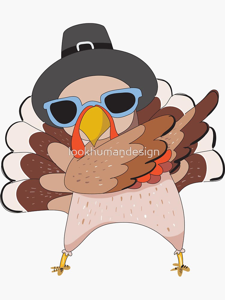 "Dabbing Turkey - Funny Thanksgiving Day Turkey Dab Dance" Sticker for ...