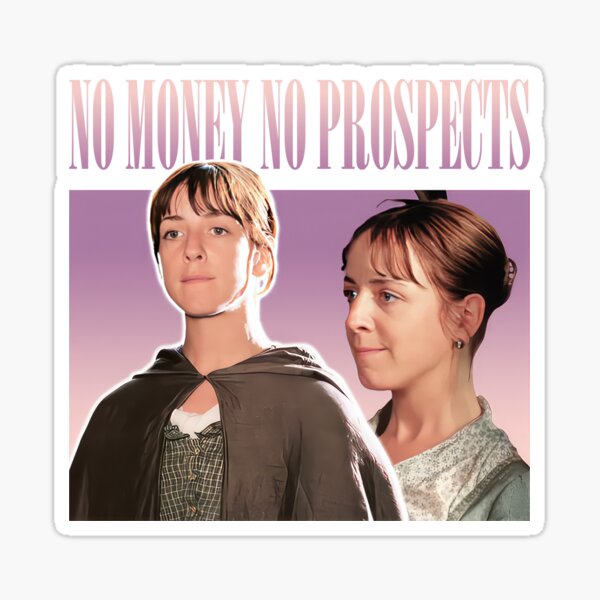 "No Money No Prospects Pride And Prejudice Quote" Sticker for Sale by ...