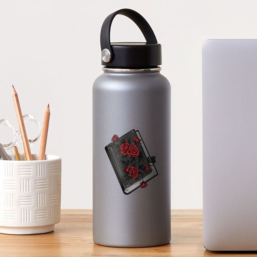 "Dark Book and Flowers" Sticker for Sale by Texoid | Redbubble