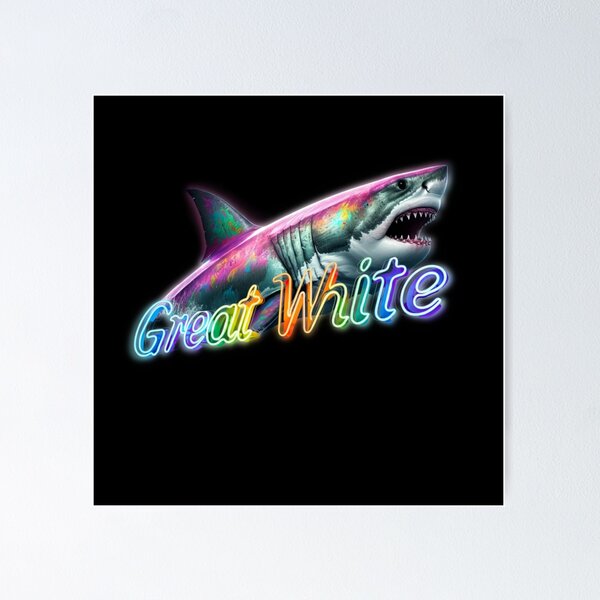 "Rainbow Great White" Poster for Sale by LevonsCrazyArt | Redbubble