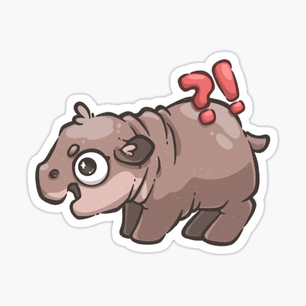 "Moo Deng: Baby Angry Hippo" Sticker for Sale by SketchesWSara | Redbubble